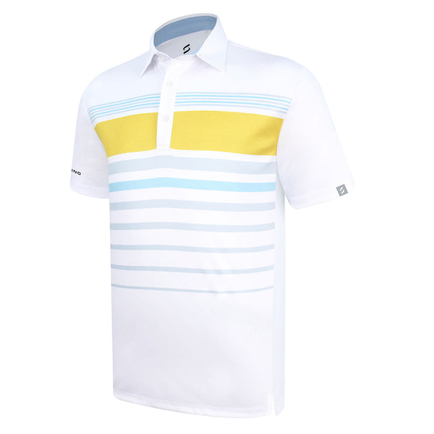 ALBERTO POLO SHIRT WHITE/YELLOW – SAVALINO
